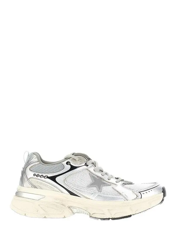GOLDEN GOOSE Lightstar Mesh And Leather Sneakers - Silver