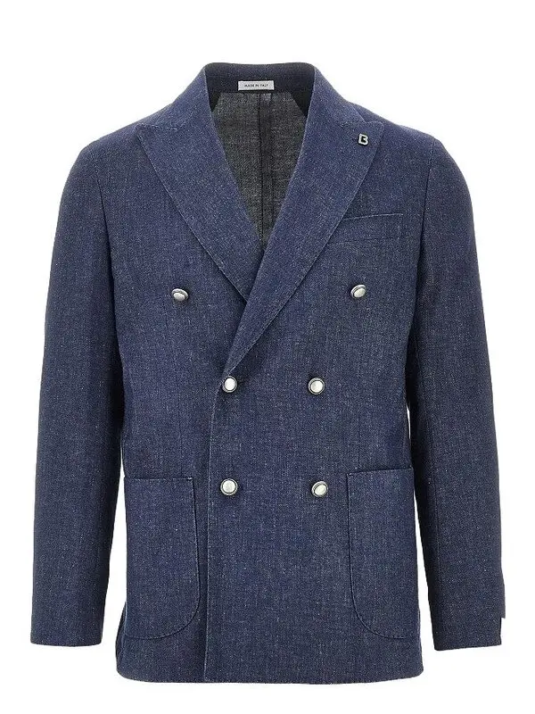 BRERAS Firenze Denim Double-breasted Jacket - Blue