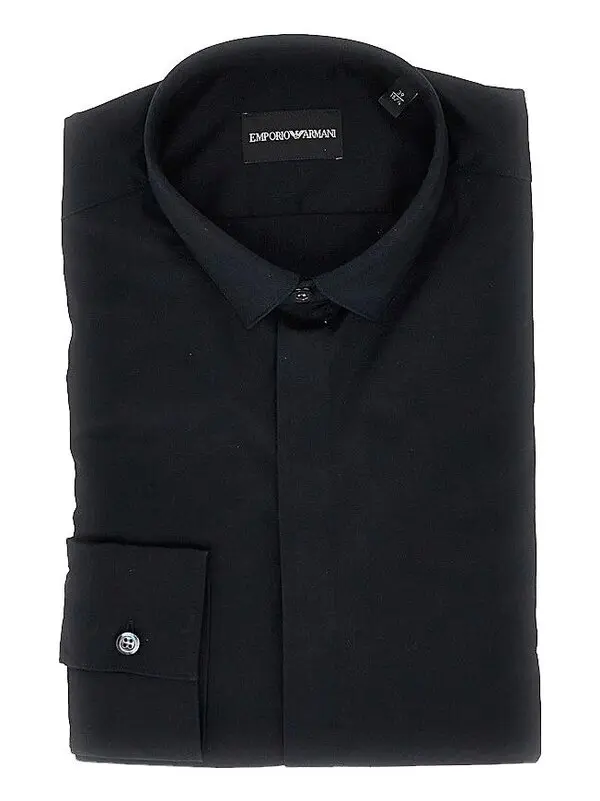Emporio Armani Stretch Twill Shirt - Black