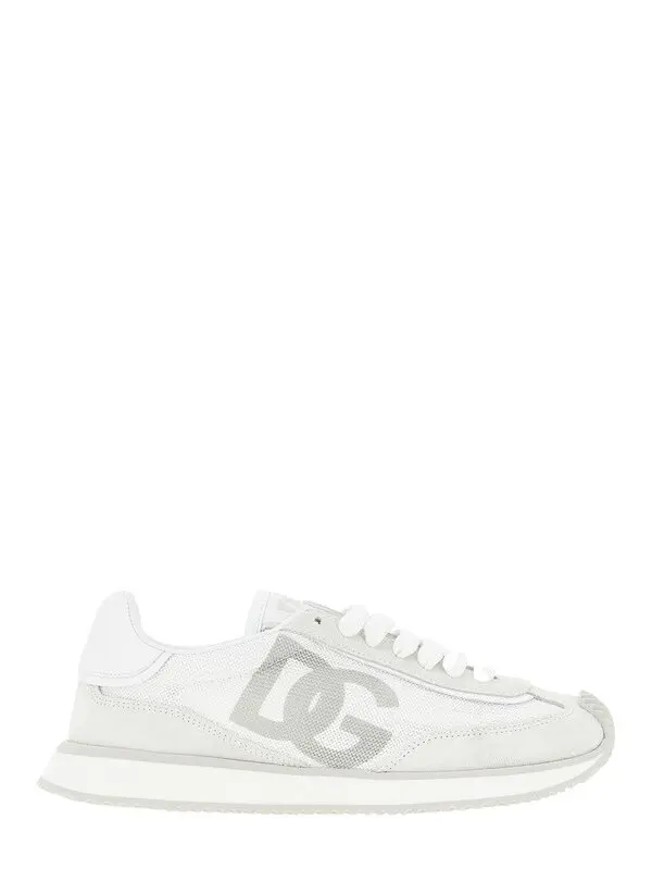 Dolce & Gabbana Dg Logo Mesh And Leather Sneakers - White