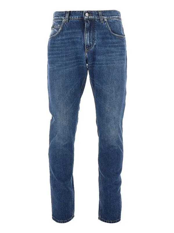 Dolce & Gabbana Regular Fit Jeans With Logo Plate - Blue
