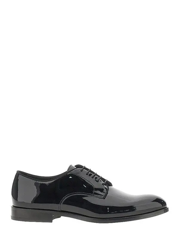 DOUCAL'S Patent Leather Lace-up Shoes - Black