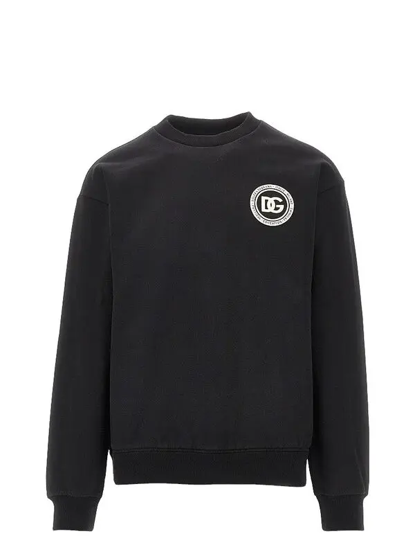 Dolce & Gabbana Cotton French Terry Sweatshirt With Logo Patch - Black