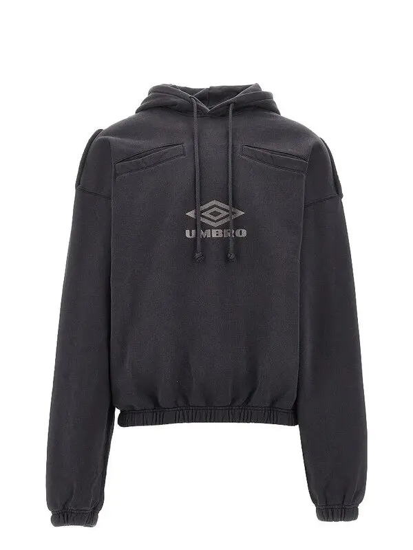 UMBRO Hooded Sweatshirt With Jewelled Button Epaulettes - Black