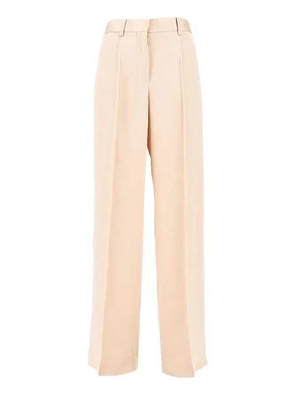 JIL SANDER Envers Satin Wide Leg Pants With Contrast Piping - Pink