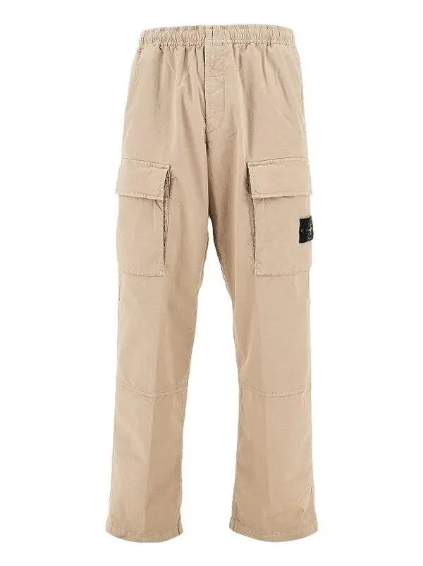 Stone Island Stretch Cotton Loose Fit Cargo Pants - Beige