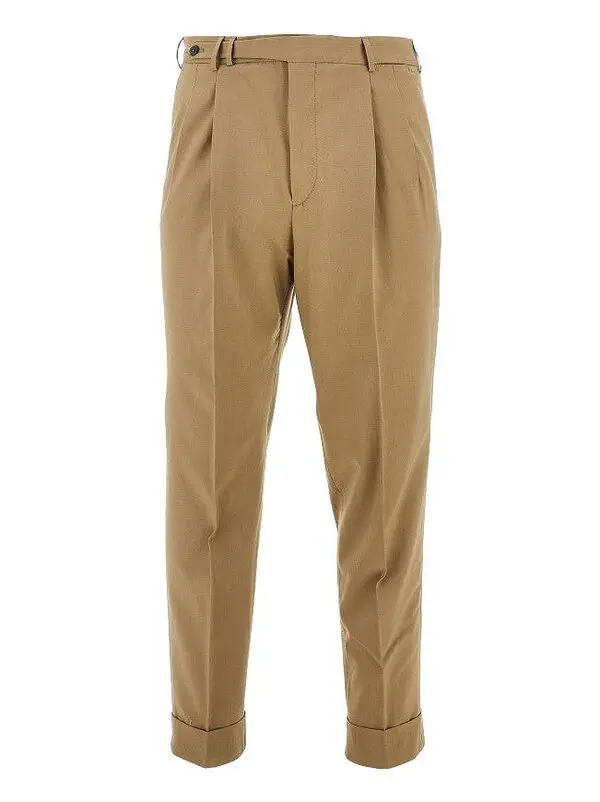 PT TORINO Stretch Wool Carrot Fit Pants - Beige