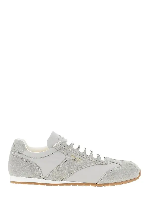 Prada Suede And Re-nylon Lace-up Sneakers - Grey