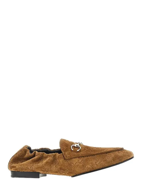 Gucci Suede Leather Jordaan Loafers With Horsebit Detail - Brown