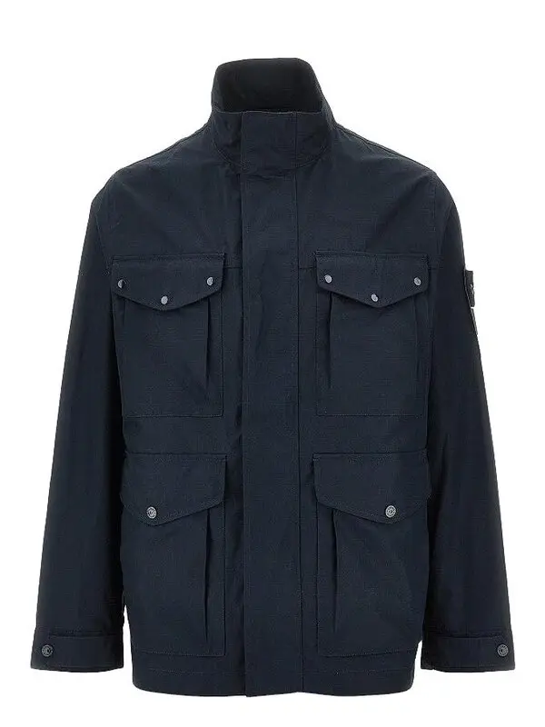 Stone Island All-weather Cotton Canvas S.i. Ghost Jacket - Blue