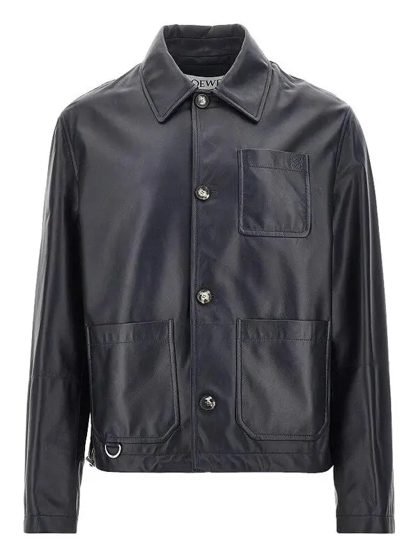Loewe Nappa Leather And Nylon Workwear Jacket - Blue