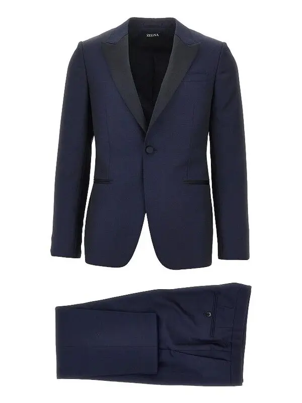 Zegna Wool And Mohair Evening Tailored Suit - Blue