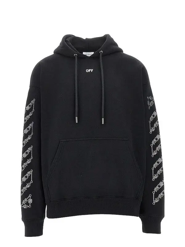 Off-White Chain Araldic Arrow Oversized Hoodie - Black