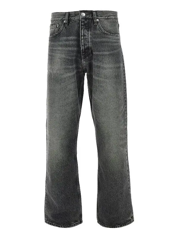 SUNFLOWER Loose Straight Leg Jeans With Vintage Bleached Wash - Black