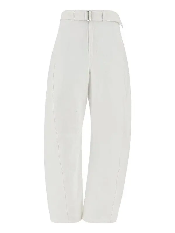 LEMAIRE Twisted Denim Belted Wide Leg Pants - White