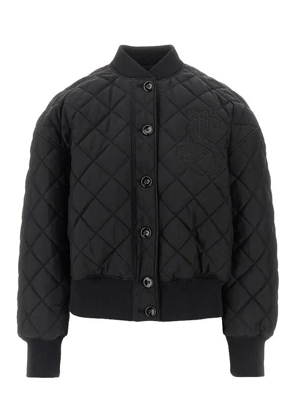 JIL SANDER Diamond-quilted Viscose Bomber Jacket - Black