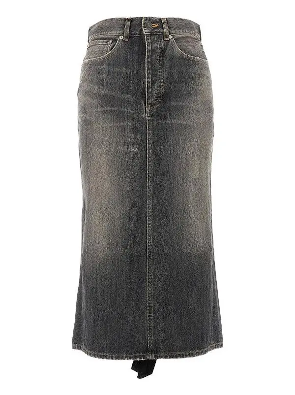 Balenciaga Denim Midi Skirt With Lace-up Back - Grey