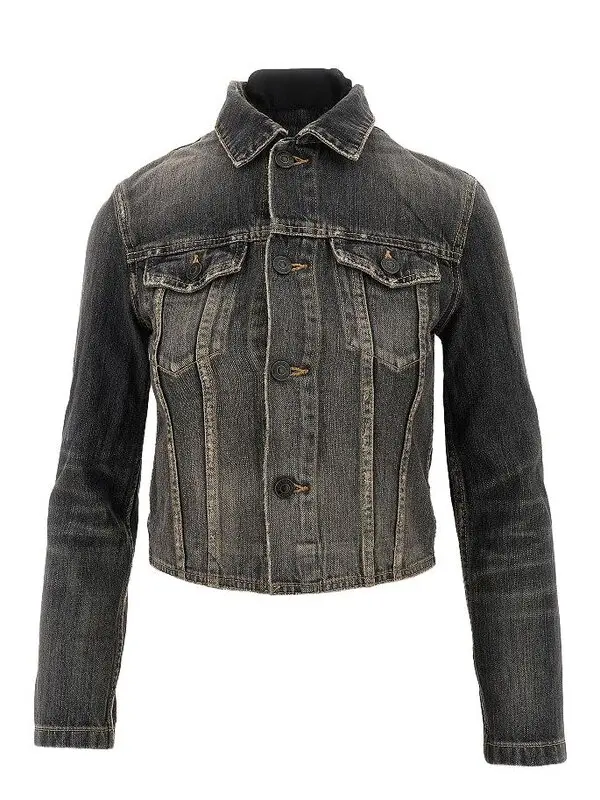 Balenciaga Denim Jacket With Laced Back - Grey