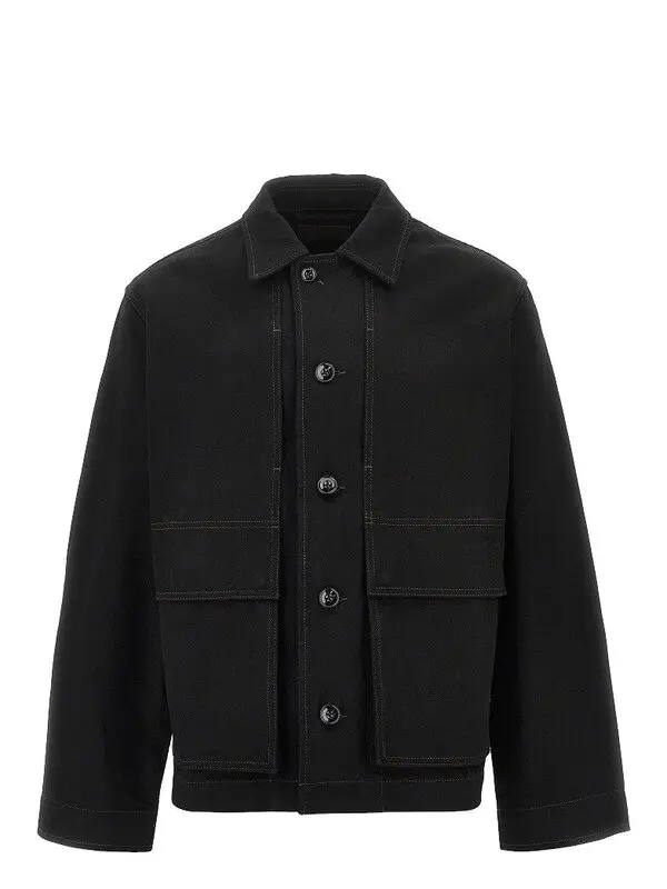 LEMAIRE Boxy Denim Jacket With Pointed Collar - Black