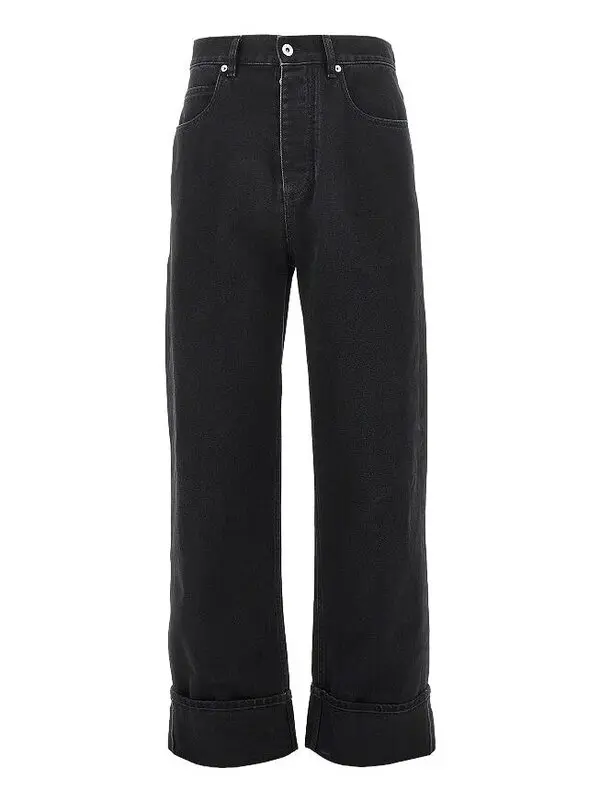 Bottega Veneta Cuffed Straight Leg Jeans - Black