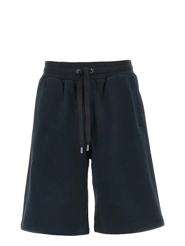 Dolce & Gabbana Cotton Terry Sweatshorts With Logo Patch - Blue