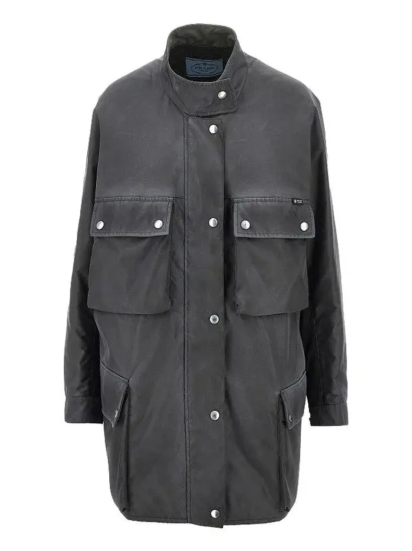 Prada Washed Re-nylon Oversized Blouson Jacket - Grey