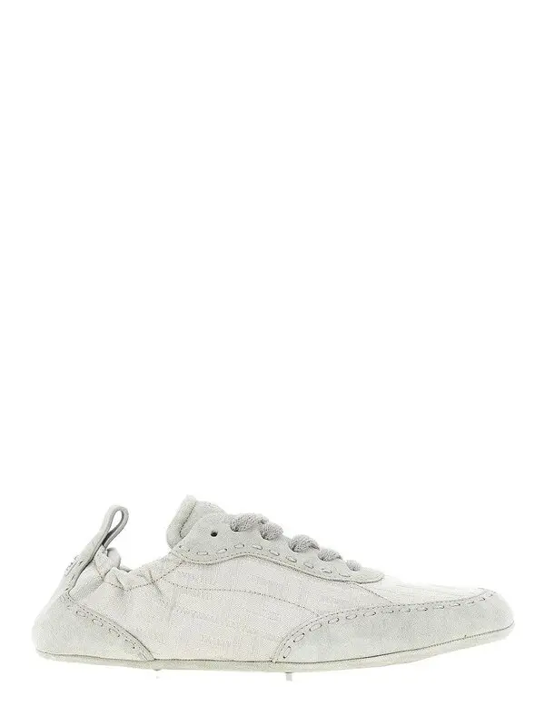 Fendi Ff Jacquard Nylon And Suede Sneakers - Grey