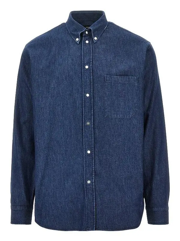Fendi Denim Hirt With Ff Embroidery - Blue