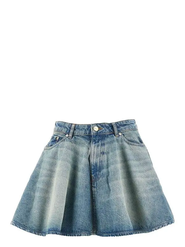 GANNI Flared Denim Mini Skirt - Blue