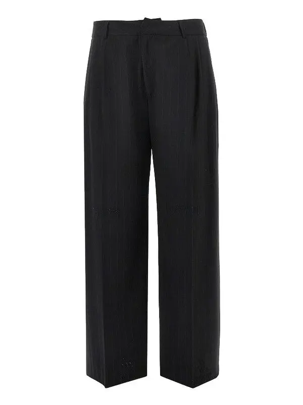 THESTROY Wide-leg Pinstriped Pants - Black
