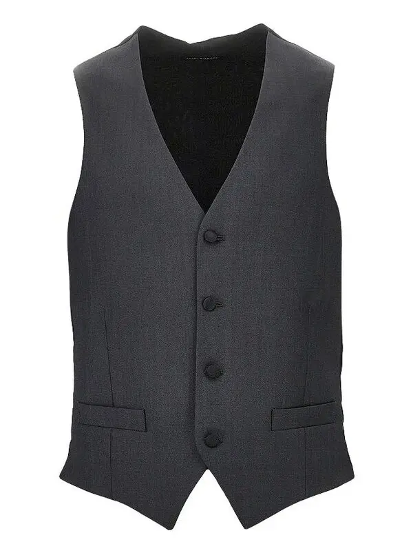 LUIGI BIANCHI Tailored Vest In Wool And Mohair Blend - Black