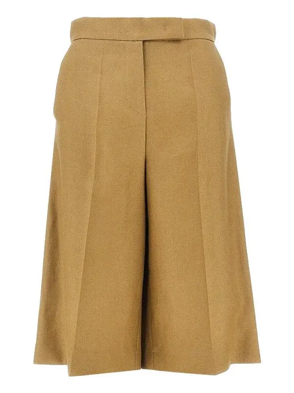 Max Mara High-rise Linen Twill Wide-leg Shorts With Pleat Detail - Beige