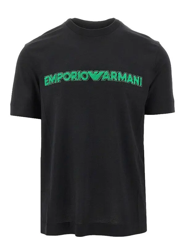 Emporio Armani 3d Logo Embroidery T-shirt - Black