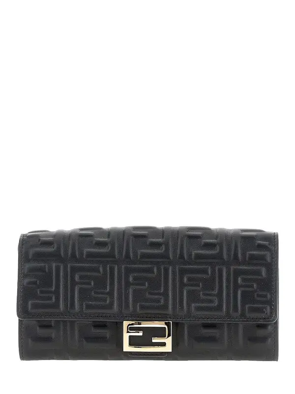 Fendi Baguette Nappa Leather Clutch/wallet - Black