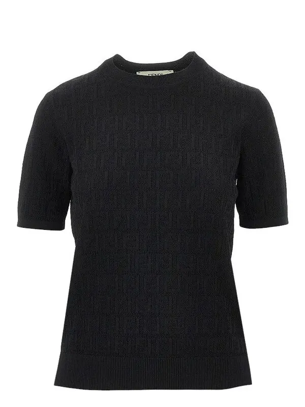 Fendi Jacquard Ff Knit T-shirt - Black
