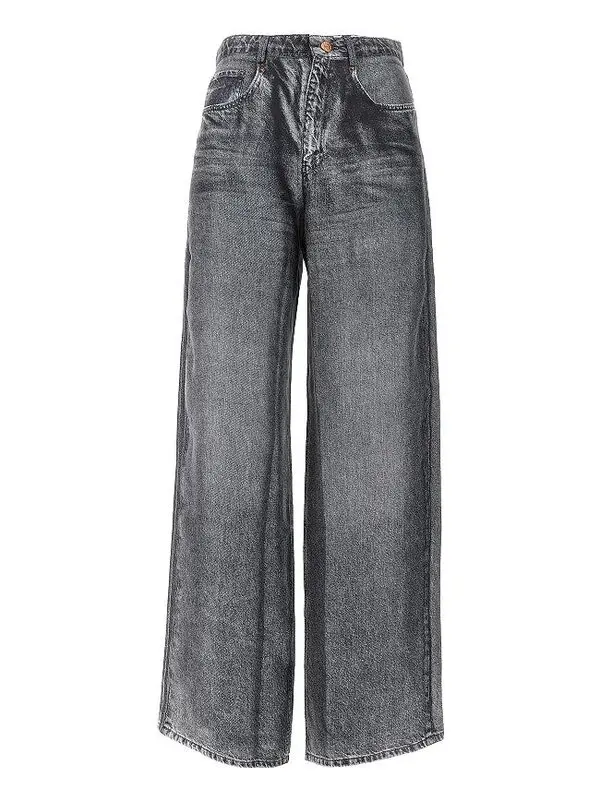 PIERRE-LOUIS MASCIA Wide Leg Silk Twill Printed Pants - Black