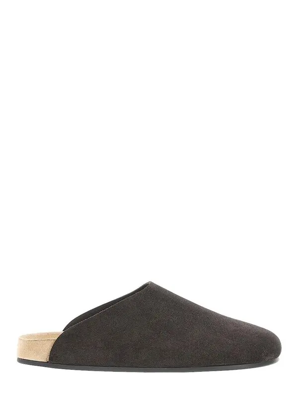 THE ROW Hudson Two Suede Leather Mules - Brown