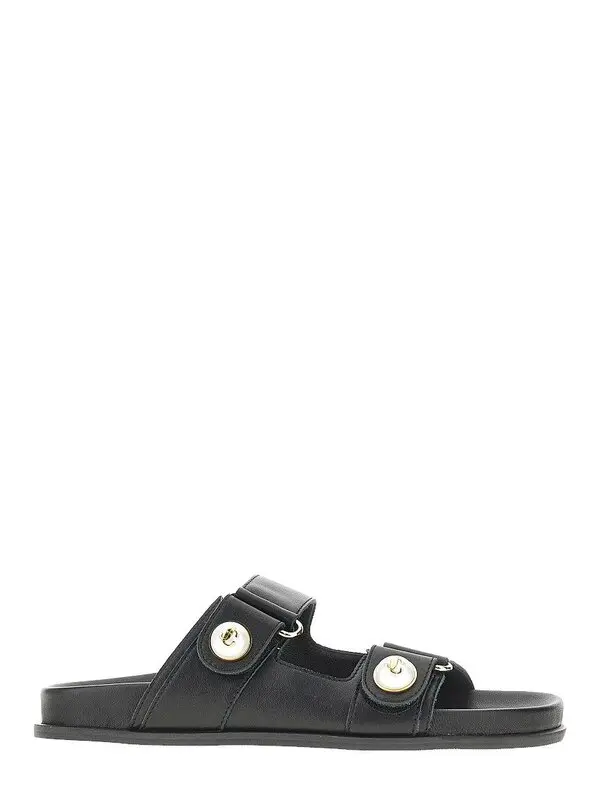 JIMMY CHOO Fayence Double Strap Pearl Detail Sandals - Black