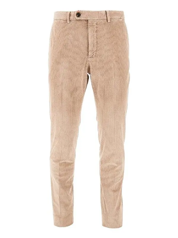 Incotex Pattern Corduroy Tapered Fit Trousers - Beige
