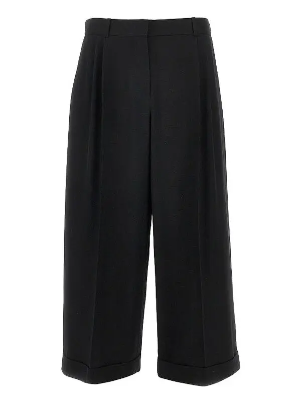 THE ROW Lior Wide Leg Cropped Pants - Black