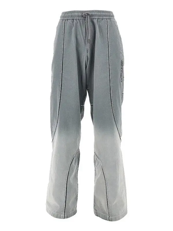 Off-White Casterock Cotton Gabardine Pants With Logo Embroidery - Grey