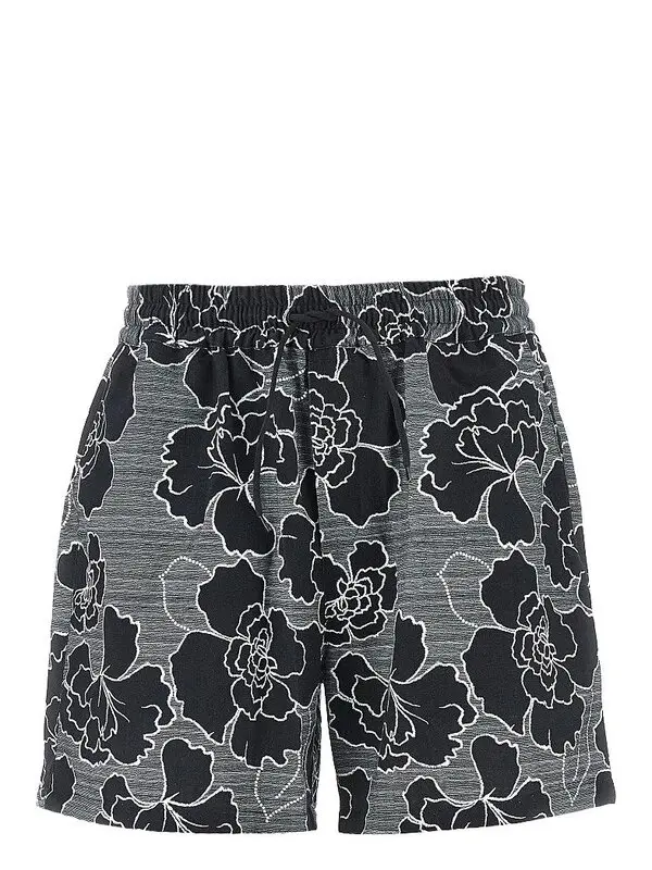 LES DEUX Charlie Floral Jacquard Twill Shorts - Black