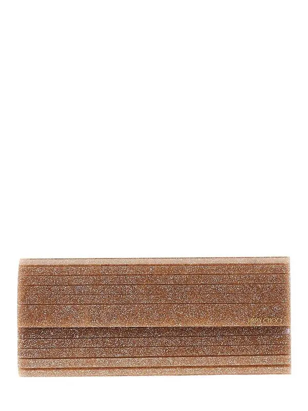 JIMMY CHOO Sweetie Glittered Plexiglass Clutch - Silver