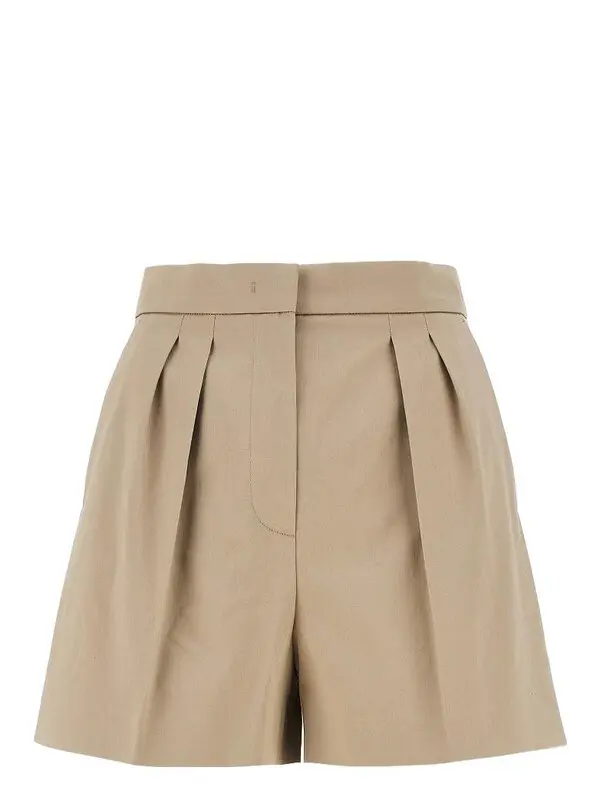 Max Mara Stretch Cotton Satin High-rise Wide-leg Shorts - Beige