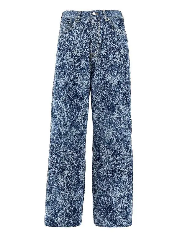 1989 STUDIO Wide Leg Marble Print Jeans - Blue