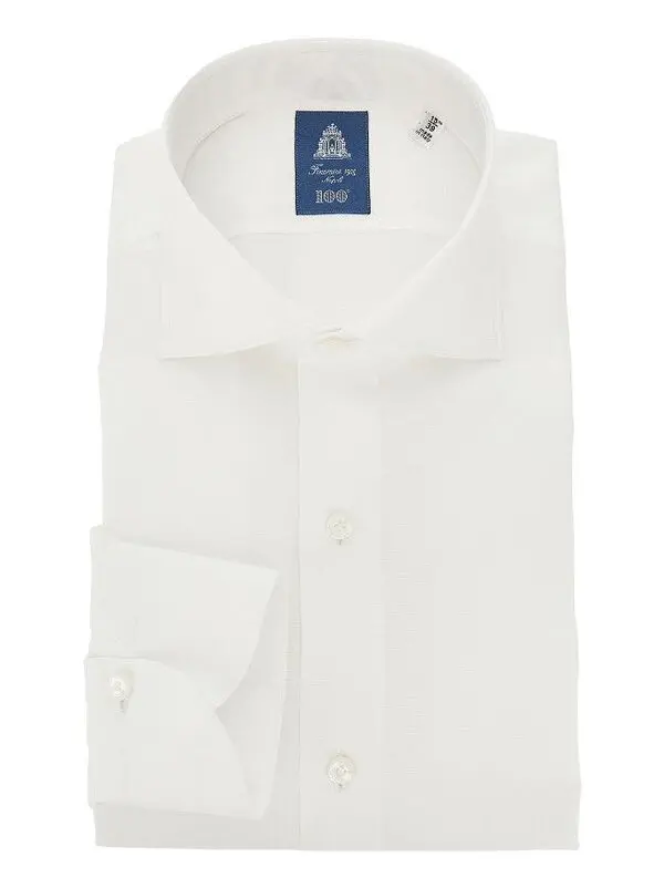 FINAMORE 1925 170 Two-ply Cotton Poplin Shirt - White