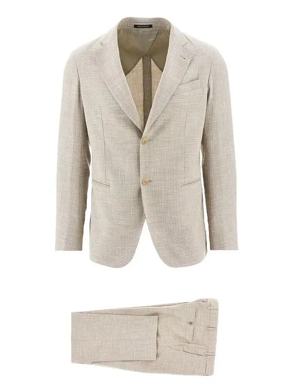Emporio Armani Wool-blend 'city Line' Tailored Suit - Beige