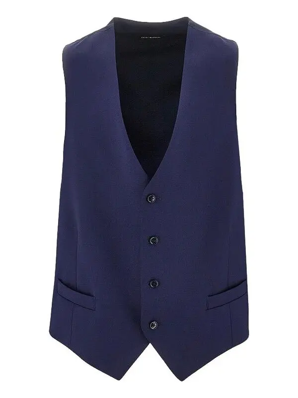LUIGI BIANCHI Virgin Wool Tailored Vest - Blue