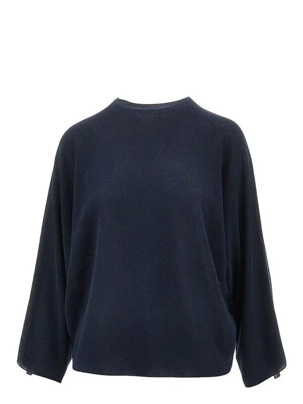 Emporio Armani Knitted Top With Batwing Sleeves - Blue