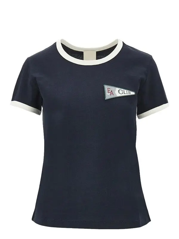 Emporio Armani Cotton Jersey T-shirt With Ea Club Patch - Blue